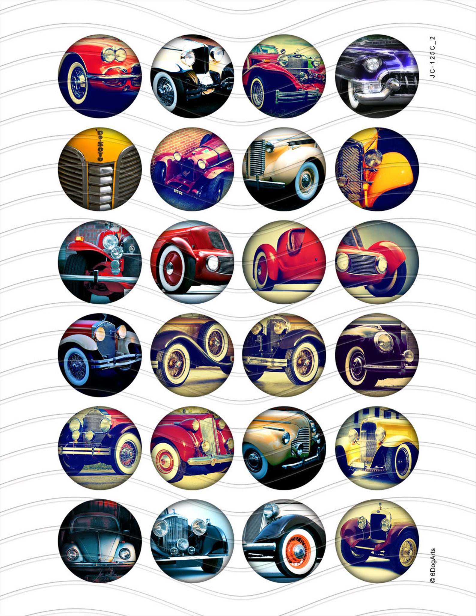 Retro Car Digital Collage Sheets Printable Downloads for Pendants ...