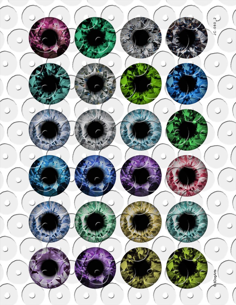 Gemstone Diamond Eyes Digital Collage Sheets Printable Iris | Etsy