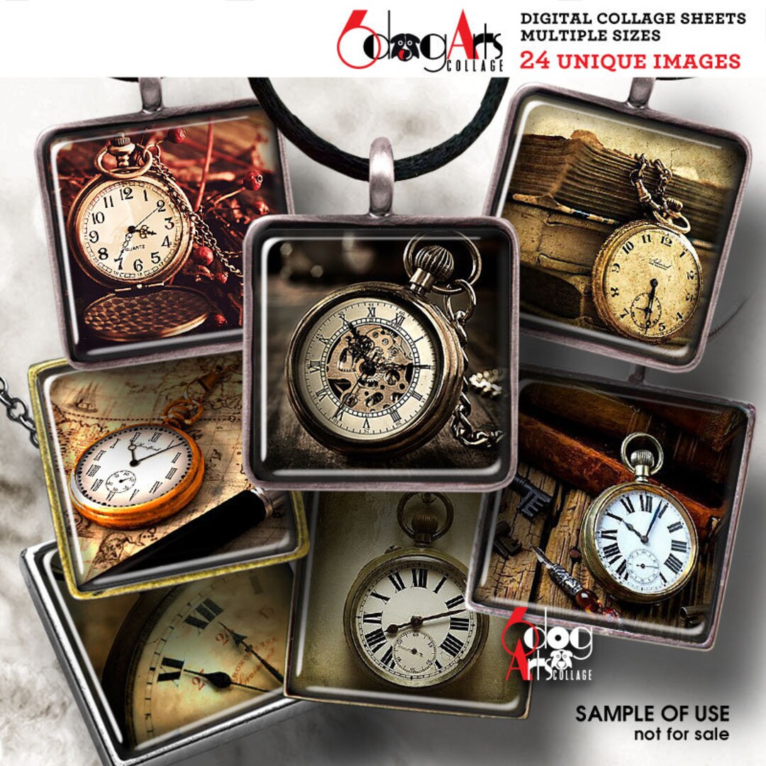 Vintage Pocket Watches Digital Collage Sheets Printable Download ...
