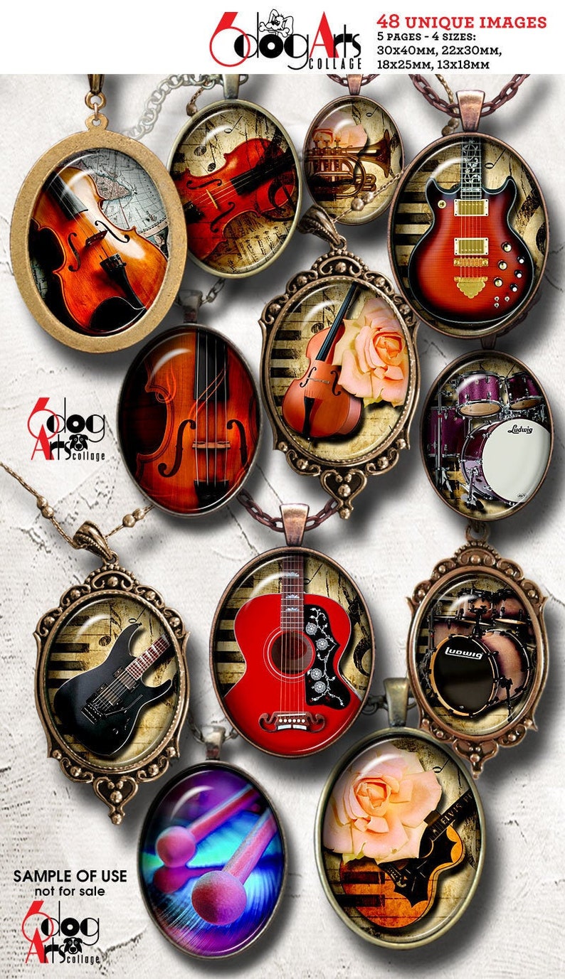 Musical Instruments Digital Collage Sheets Printable Download - Etsy