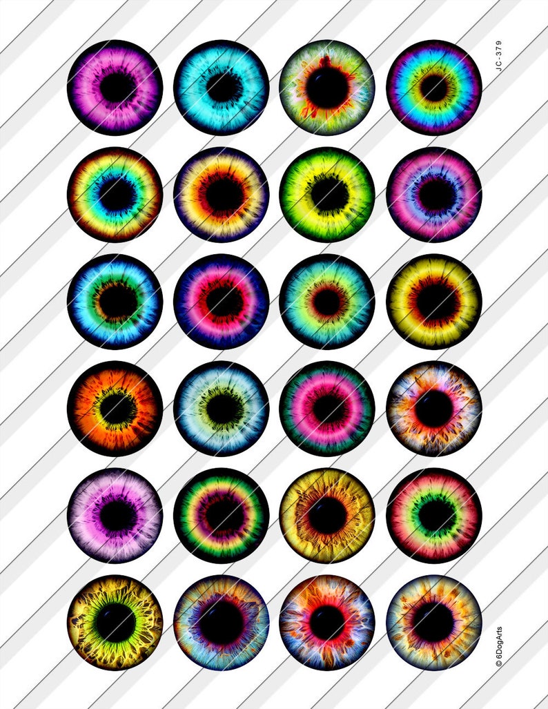 Neon Eye Irises Digital Collage Sheets Printable Irides Doll - Etsy