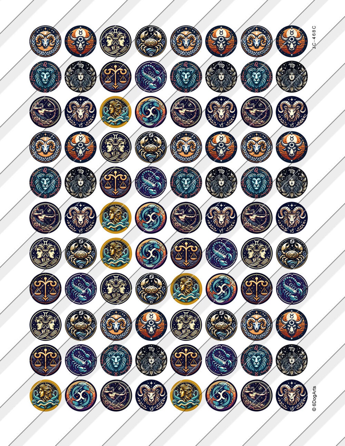 Zodiac Signs Digital Collage Sheets Printable Download for Bottle Caps ...