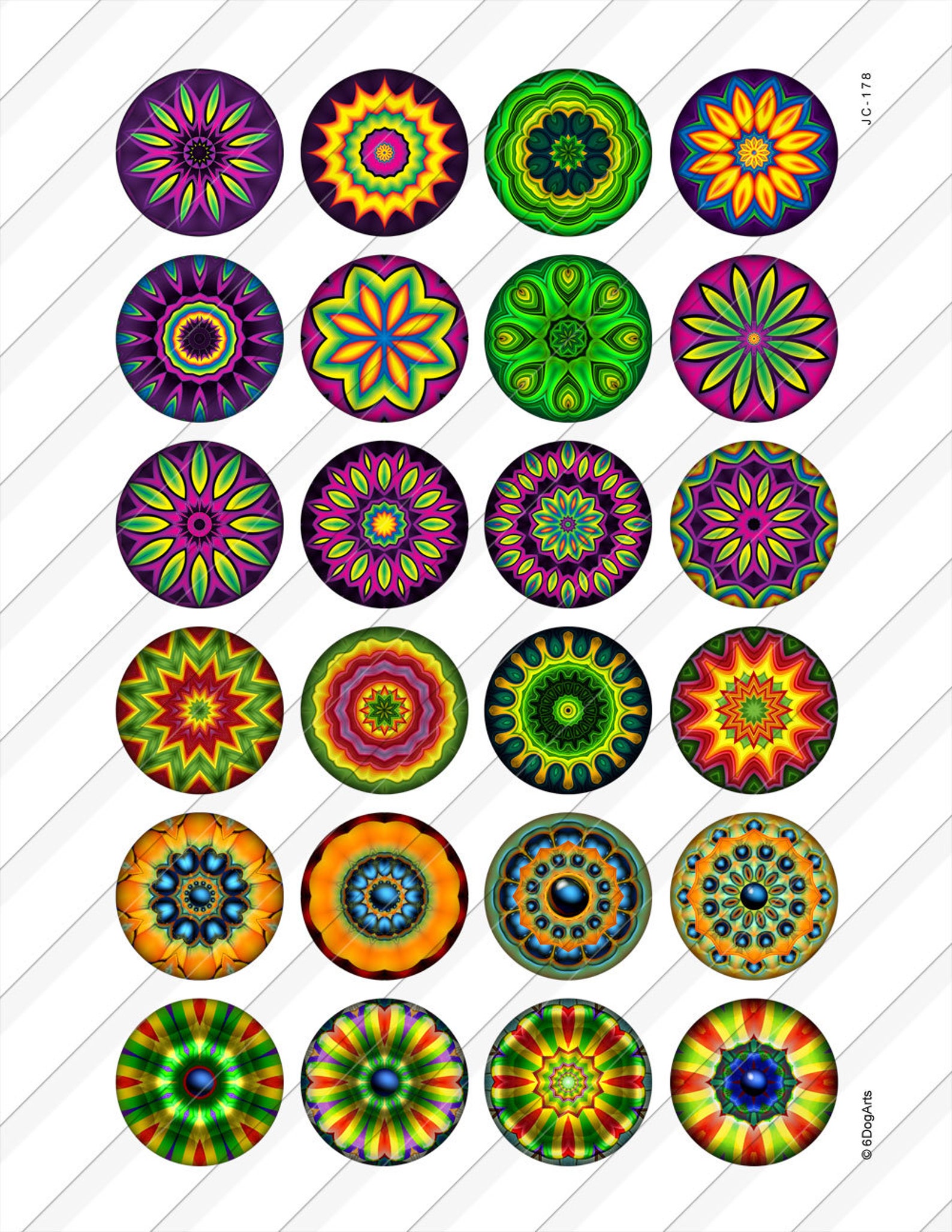 Circus Mandala Digital Collage Sheets Printable Download Pendants Glass ...