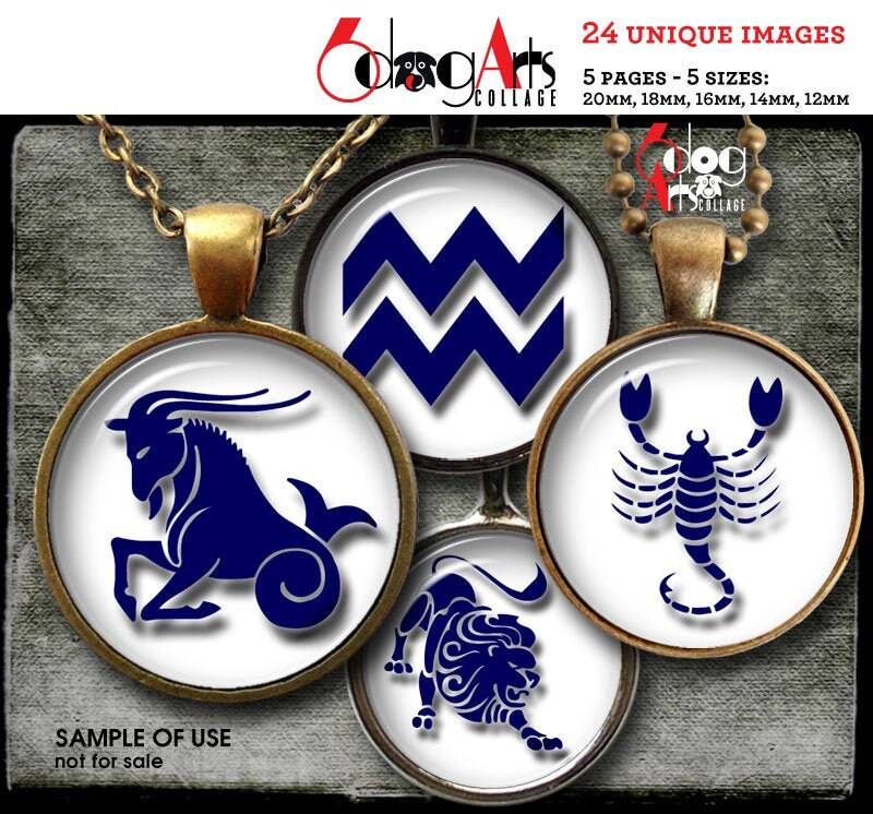 Zodiac Signs Digital Collage Sheets Printable Download Mini - Etsy