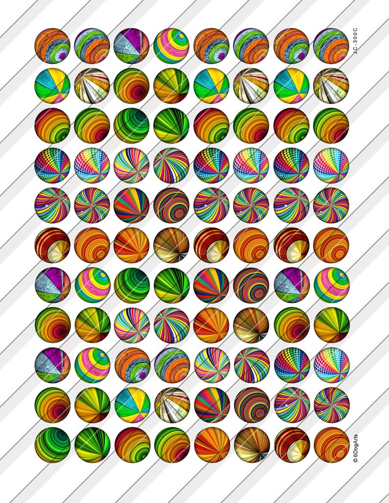 Rainbow Ball Digital Collage Sheets Printable Download Mini Bottle Caps ...