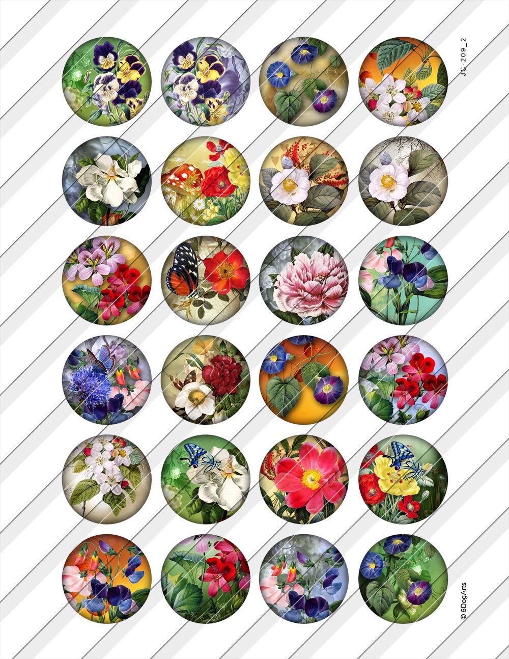 Flower Designs Digital Collage Sheets Printable Downloads for - Etsy