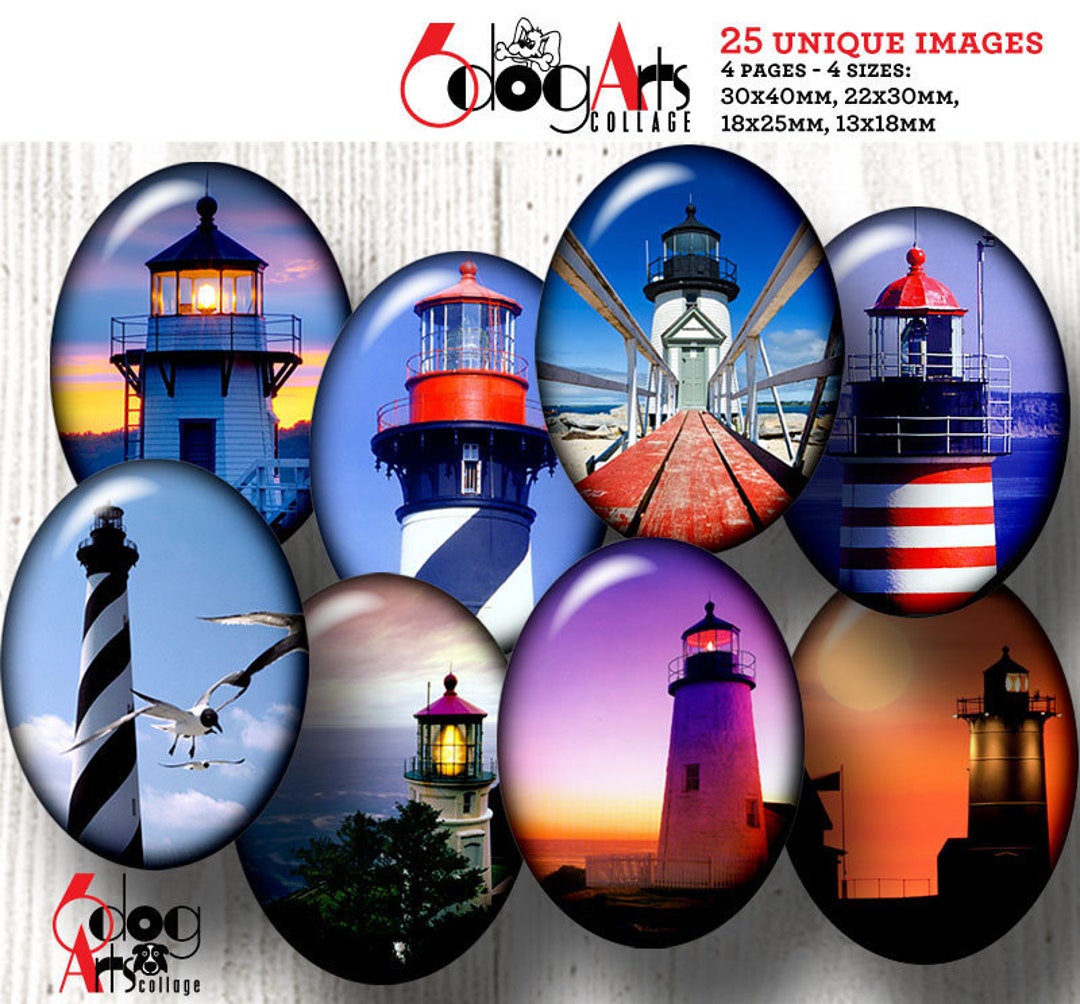 Lighthouses Digital Collage Sheets Printable Download for - Etsy