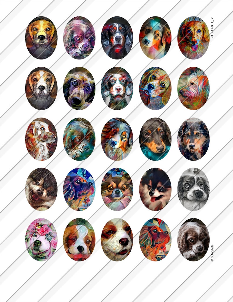 Dog Painting Digital Collage Sheets Printable Download - Etsy