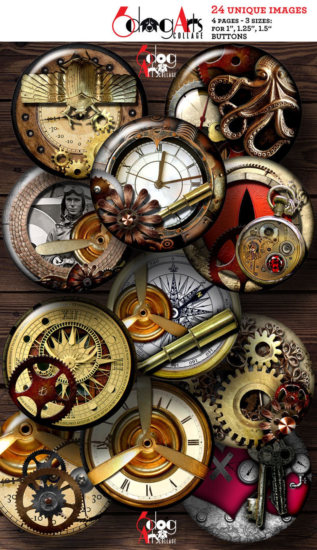 Steampunk Designs Digital Collage Sheets Printable Download - Etsy