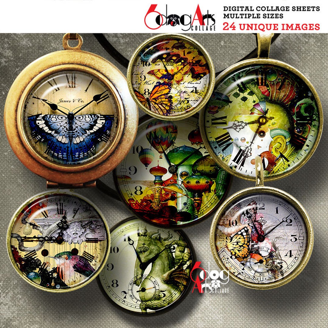 Time Fantasy Digital Collage Sheets Printable Download Mini Bottle Caps ...