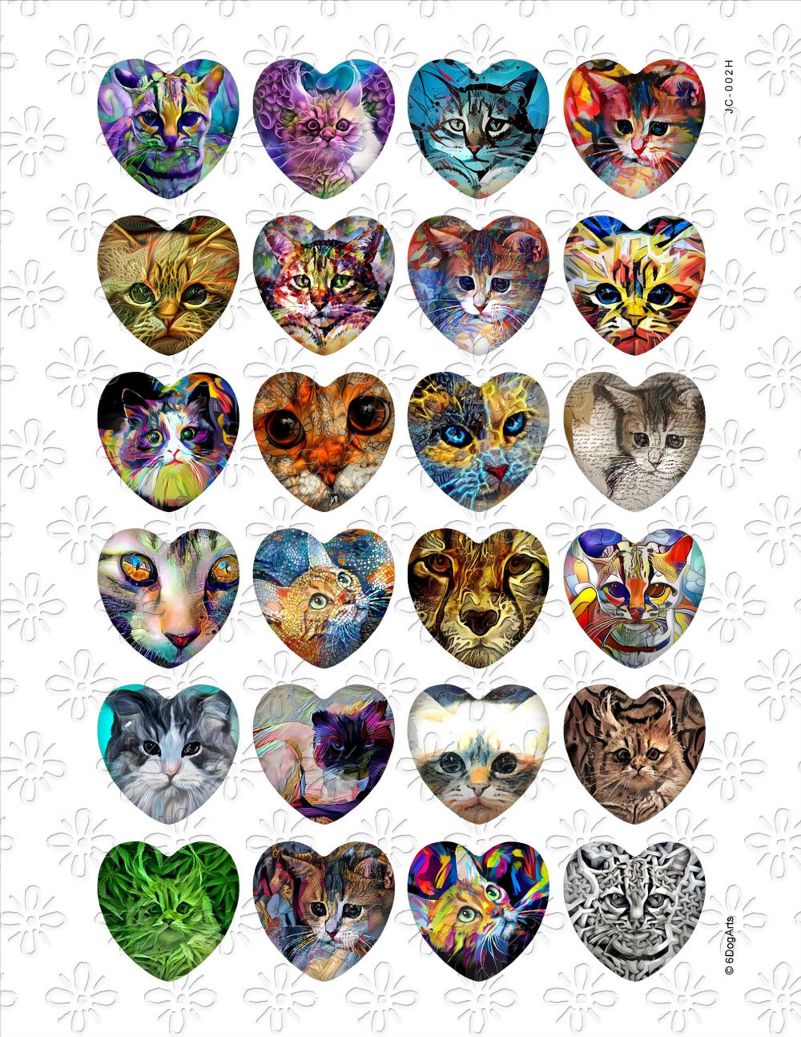 Cat Painting Digital Collage Sheets Printable Download | Etsy