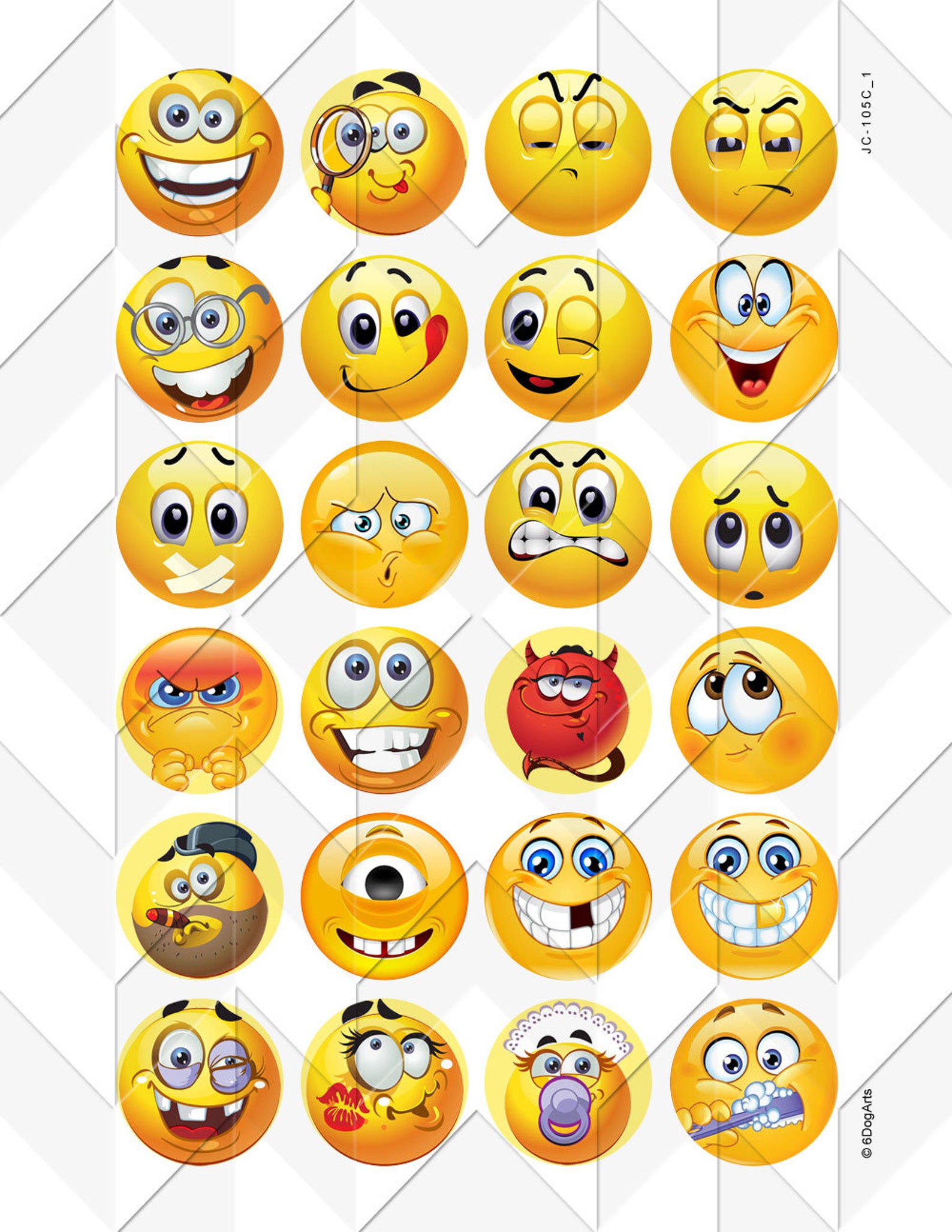Smileys Emoji Digital Collage Sheets Printable Downloads for - Etsy