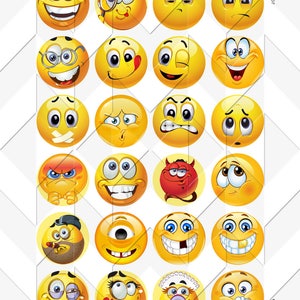 Smileys Emoji Digital Collage Sheets Printable Downloads for Bottle ...
