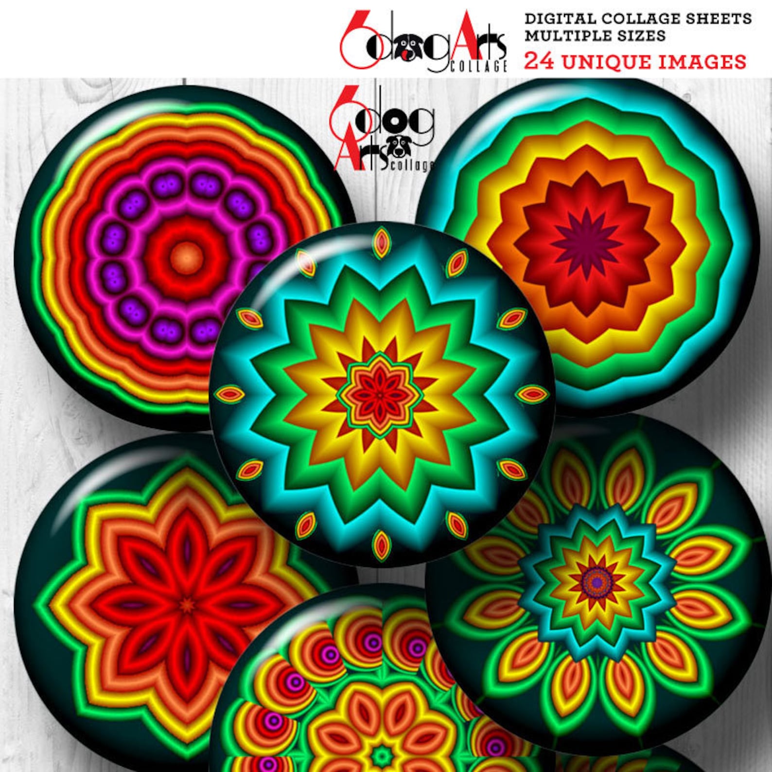 Circus Mandala Digital Collage Sheets Printable Download Pendants Glass ...