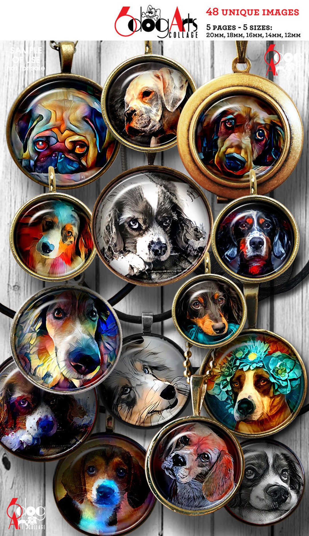 Dog Painting Digital Collage Sheets Printable Downloads Mini - Etsy