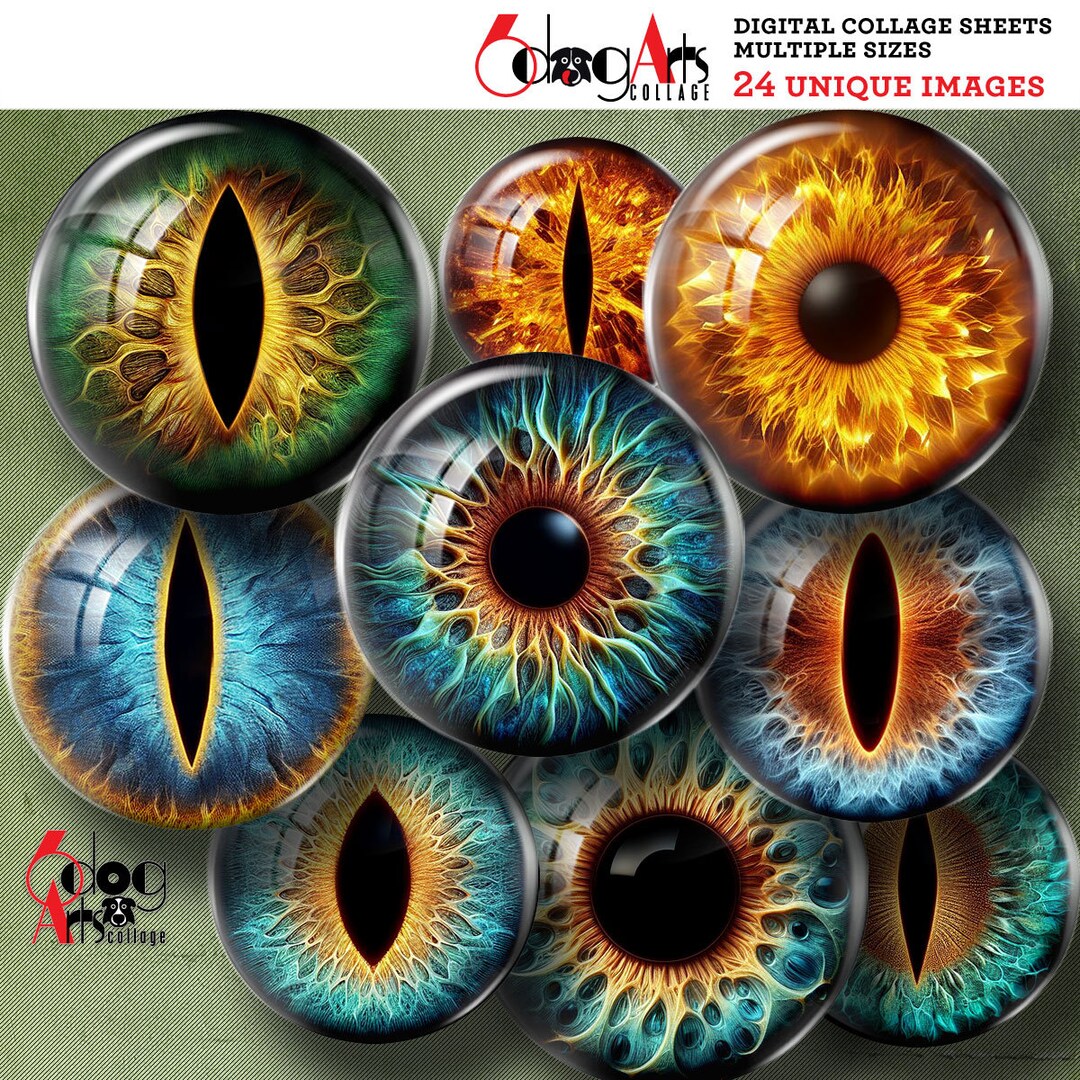 Dragon Eyes Digital Collage Sheets Printable Chips for Doll Making ...