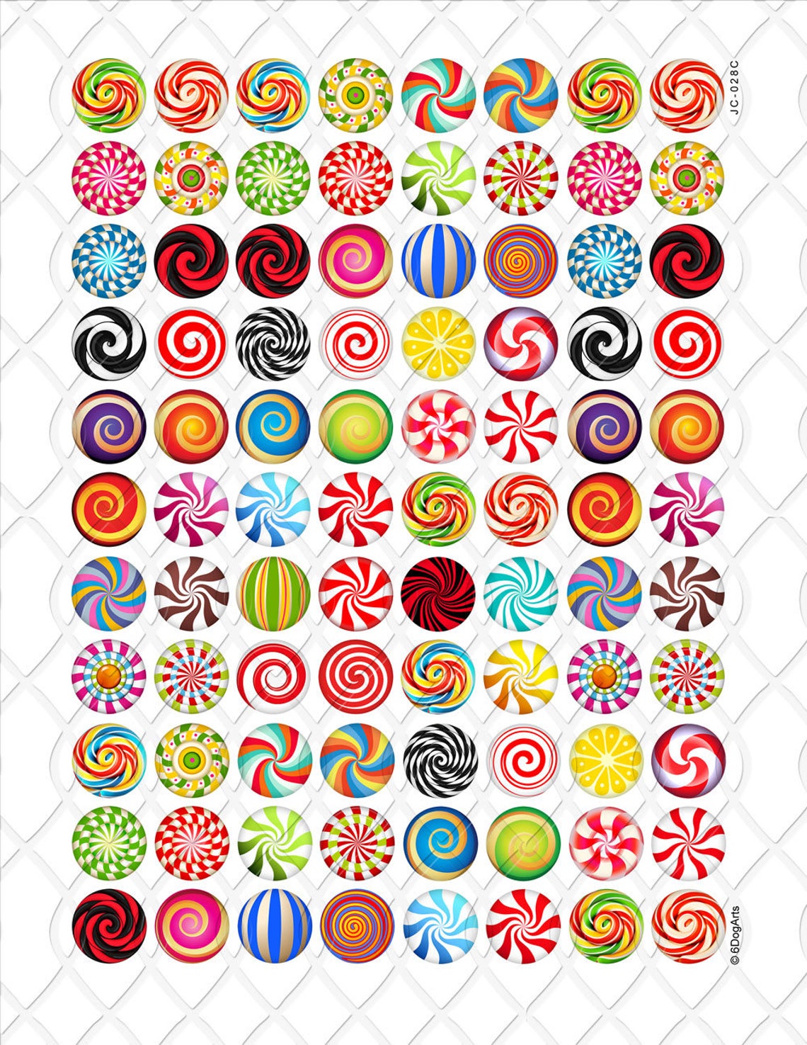 Peppermint Candy Digital Collage Sheets Printable Download for Mini ...