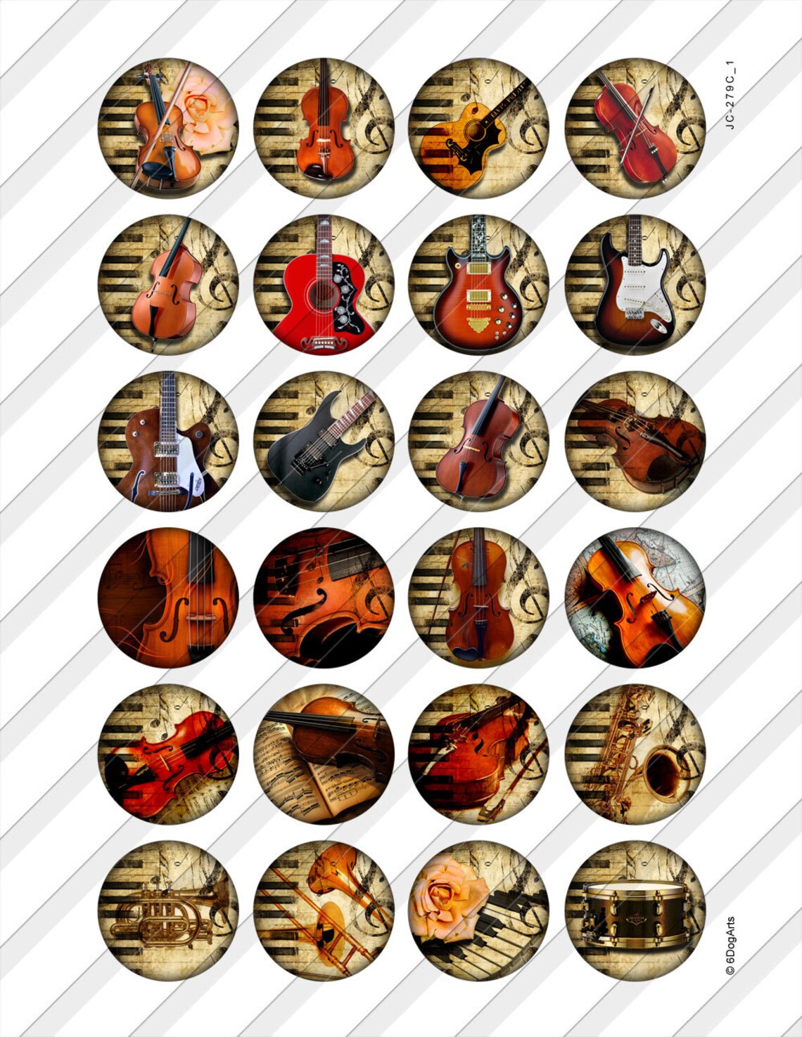 Musical Instruments Digital Collage Sheets Printable Downloads | Etsy