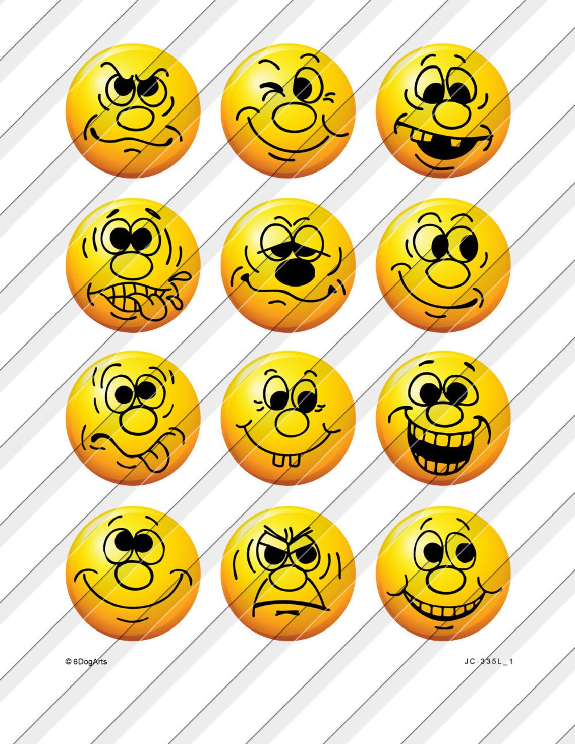 Smiley Faces 2 Circles Digital Collage Sheets Printable - Etsy