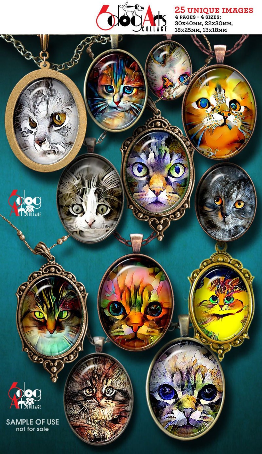 Cat Painting Digital Collage Sheets Printable Download - Etsy