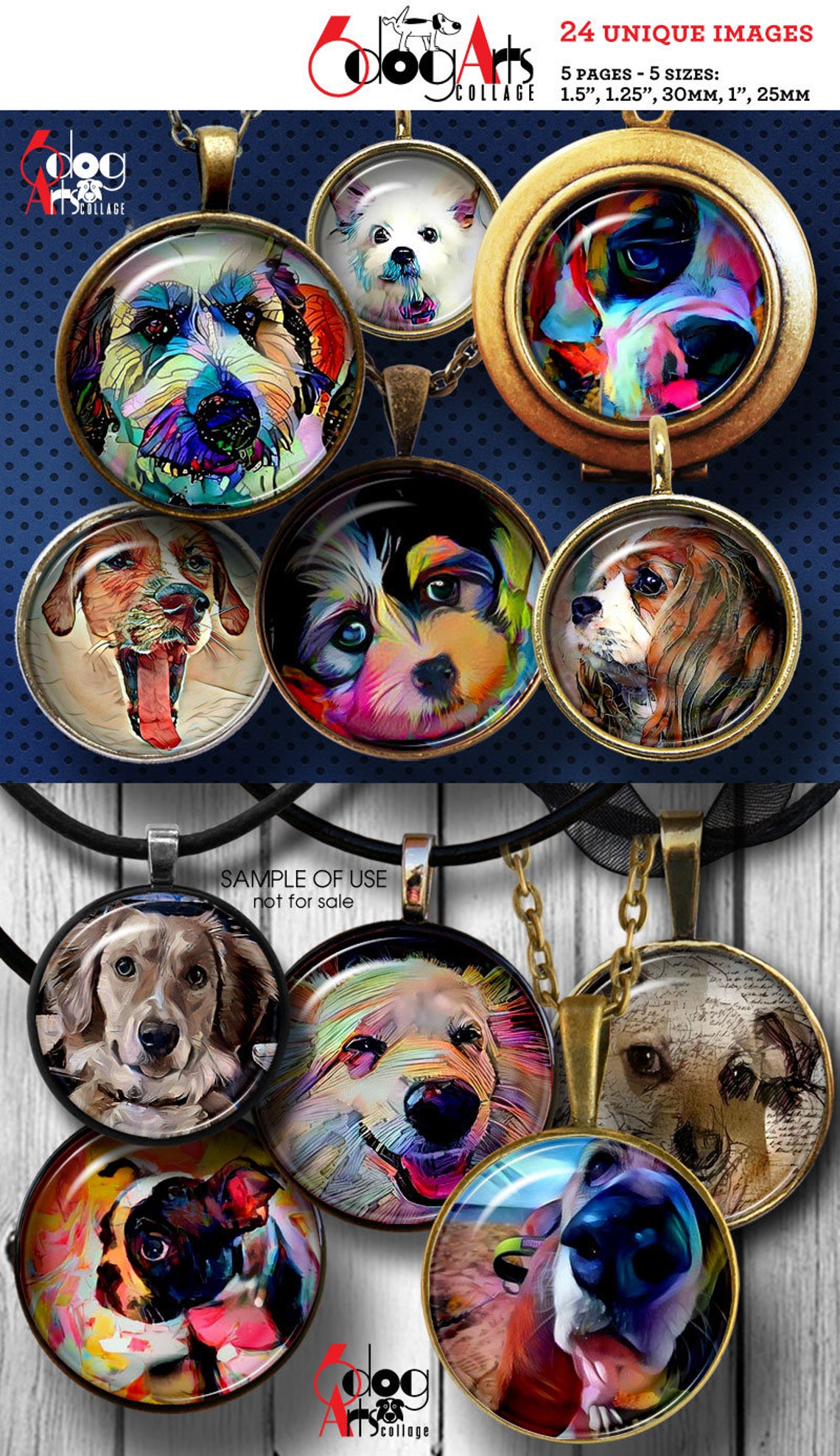 Dog Painting Digital Collage Sheets Printable Downloads for | Etsy