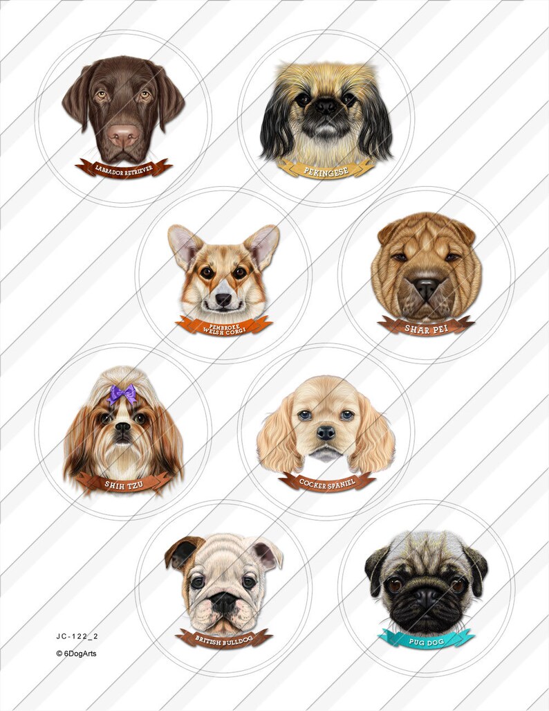 Dog Breeds Digital Collage Sheets Printable 2.755 | Etsy