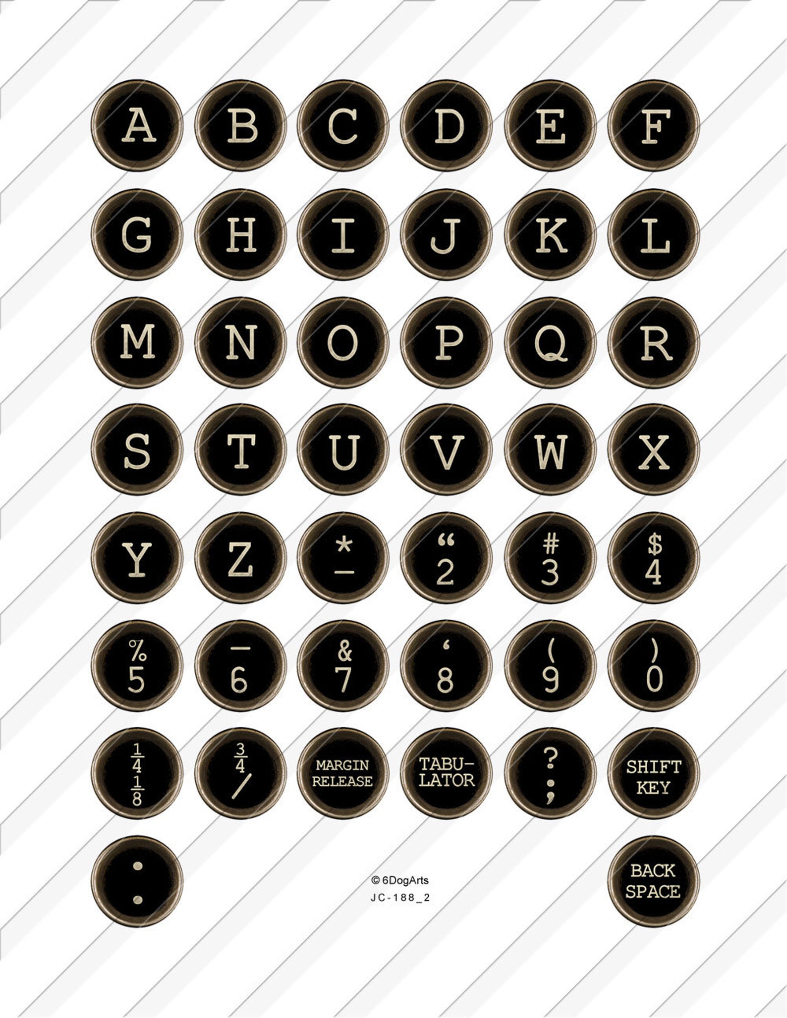 Old Typewriter Keys Digital Collage Sheets Printable Download | Etsy