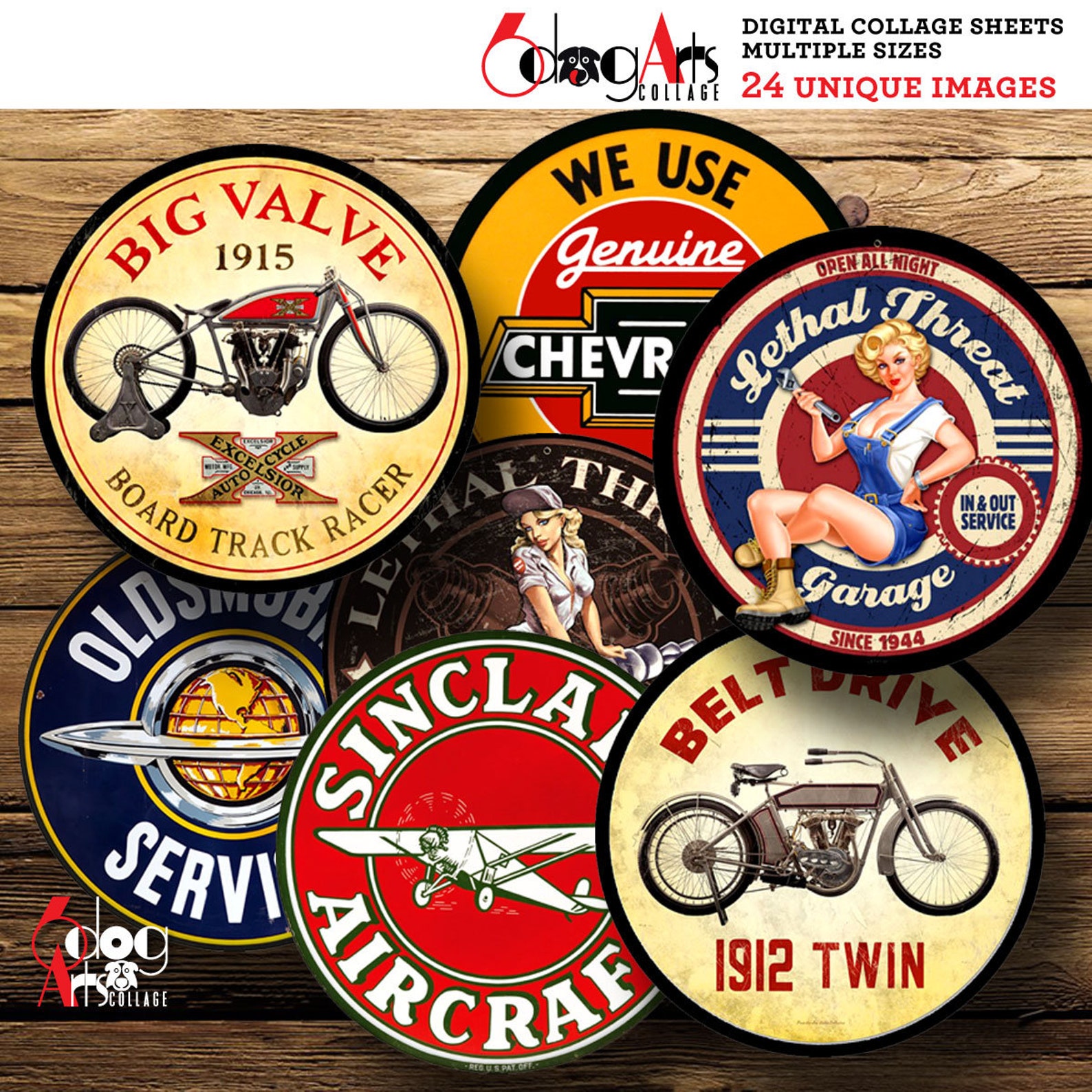 Vintage Signs 4" Circles Digital Collage Sheets Printable Download for ...