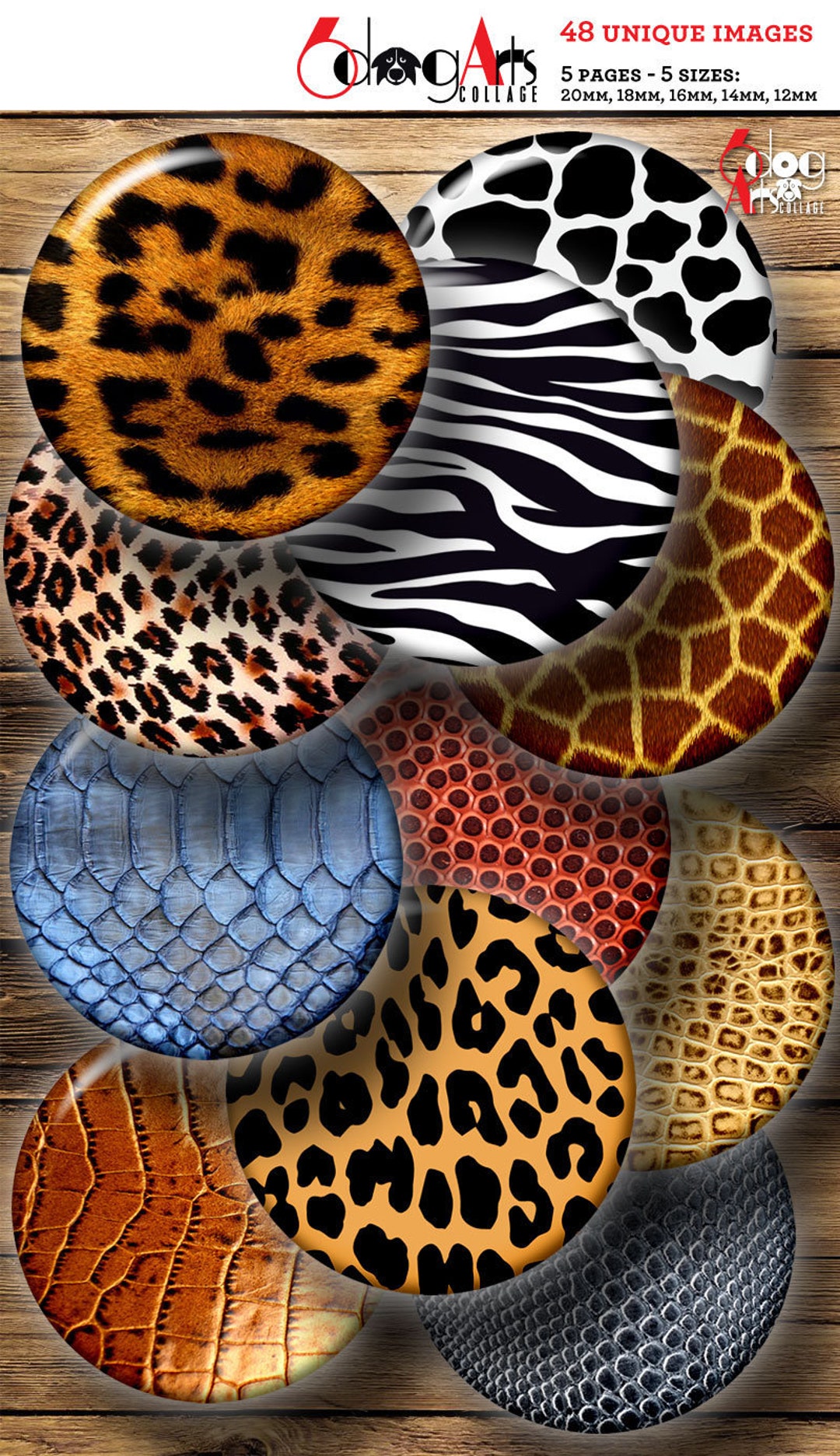 Animal Print Patterns Digital Collage Sheets Printable - Etsy