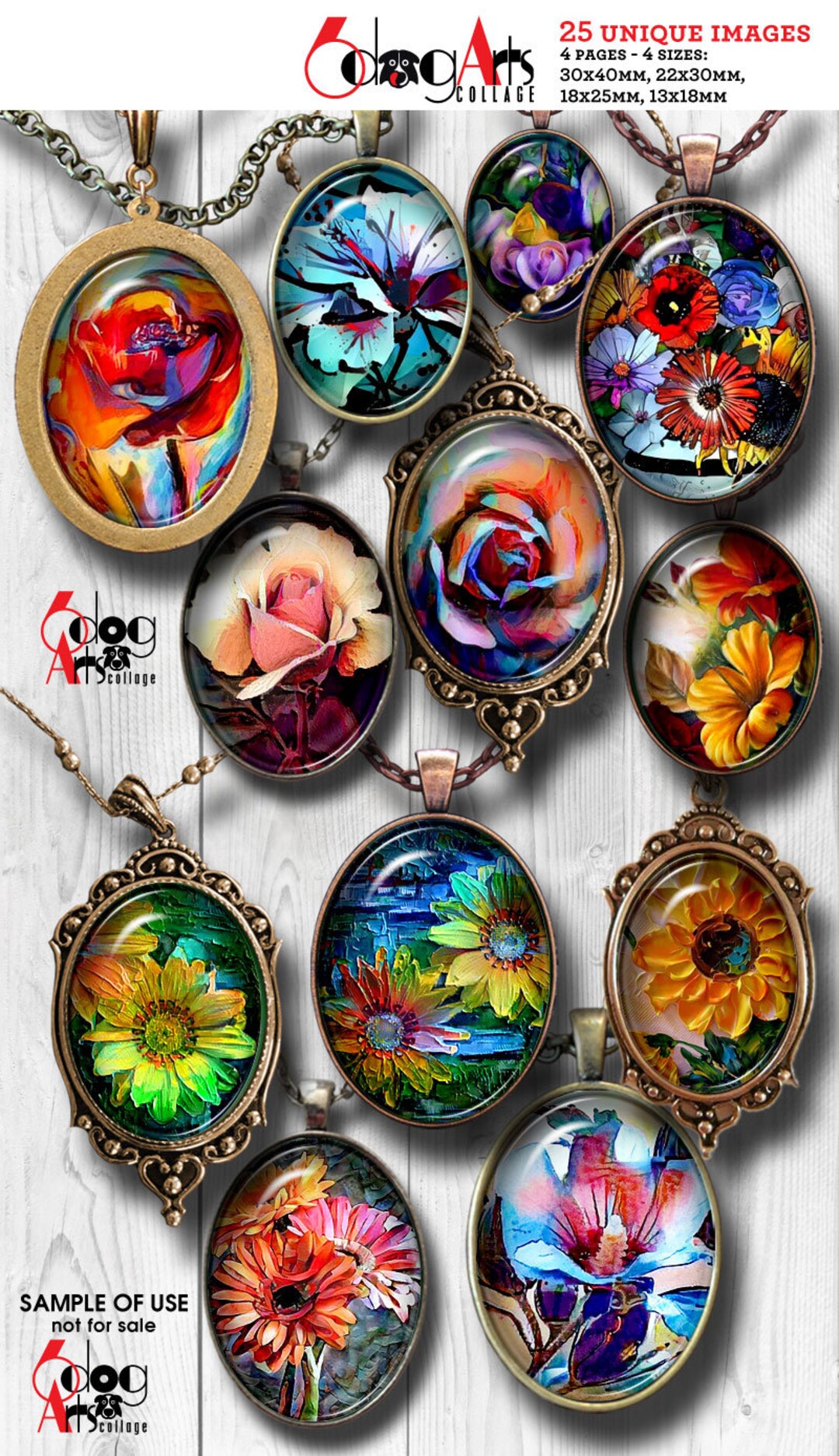 Flower Painting Digital Collage Sheets Printable Download - Etsy