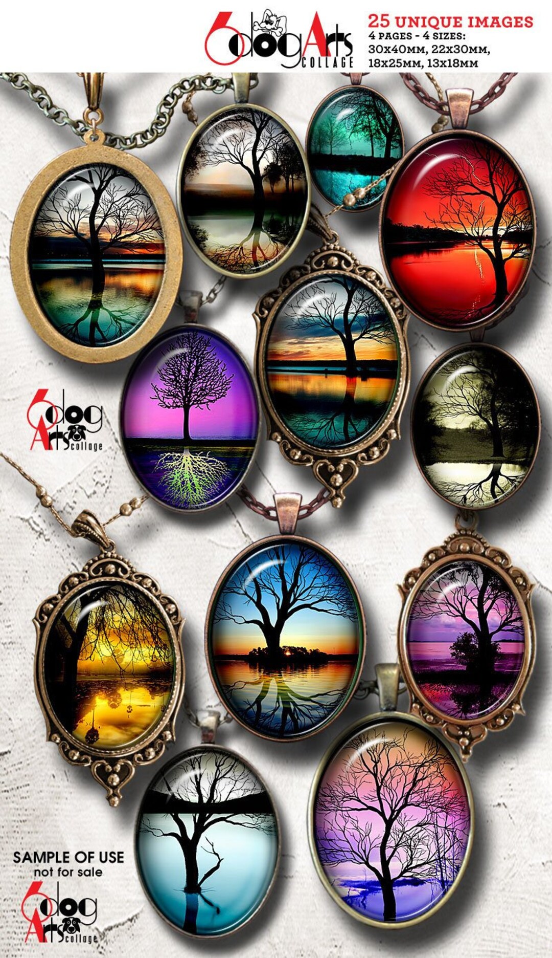 Reflections Digital Collage Sheets Printable Download Pendants - Etsy