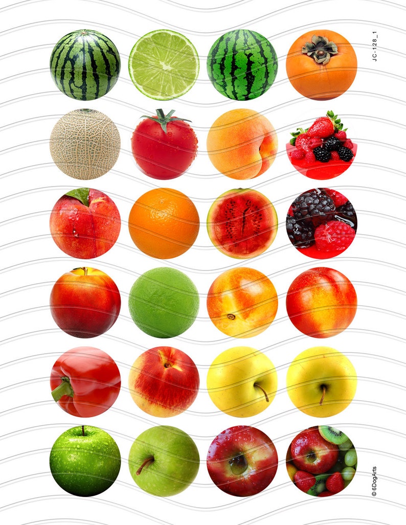 Fruits Digital Collage Sheets Printable Downloads for Earrings | Etsy