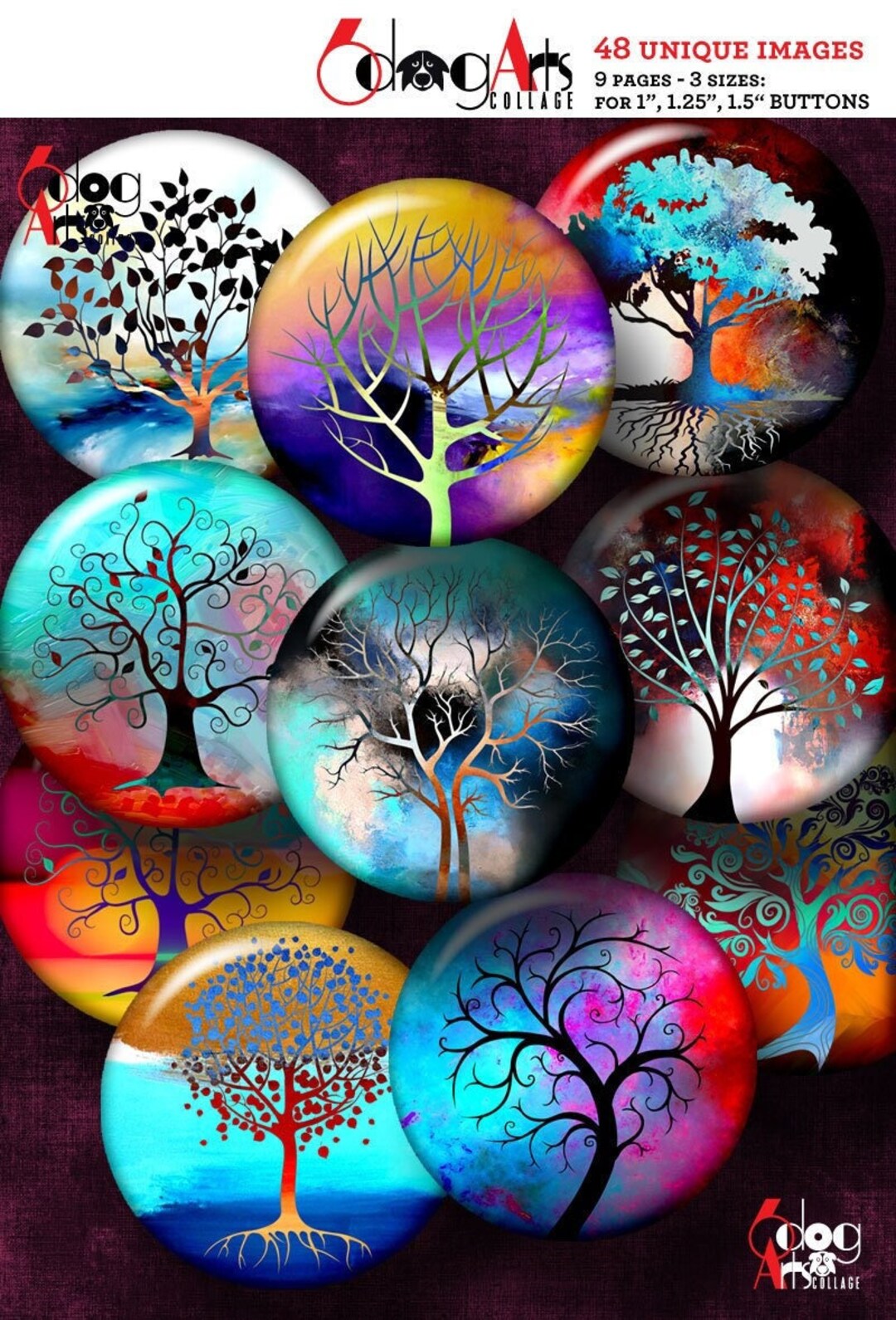Tree of Life Digital Collage Sheets Printable 1.85 - Etsy