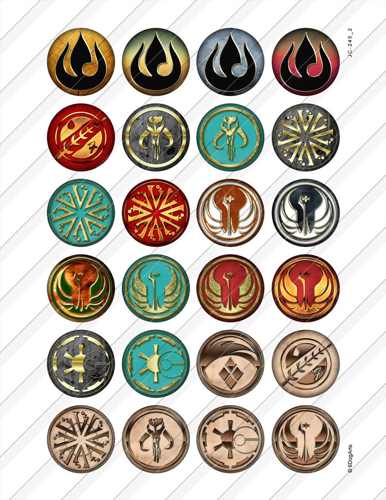 Star Wars Emblems Digital Collage Sheets Printable Downloads - Etsy