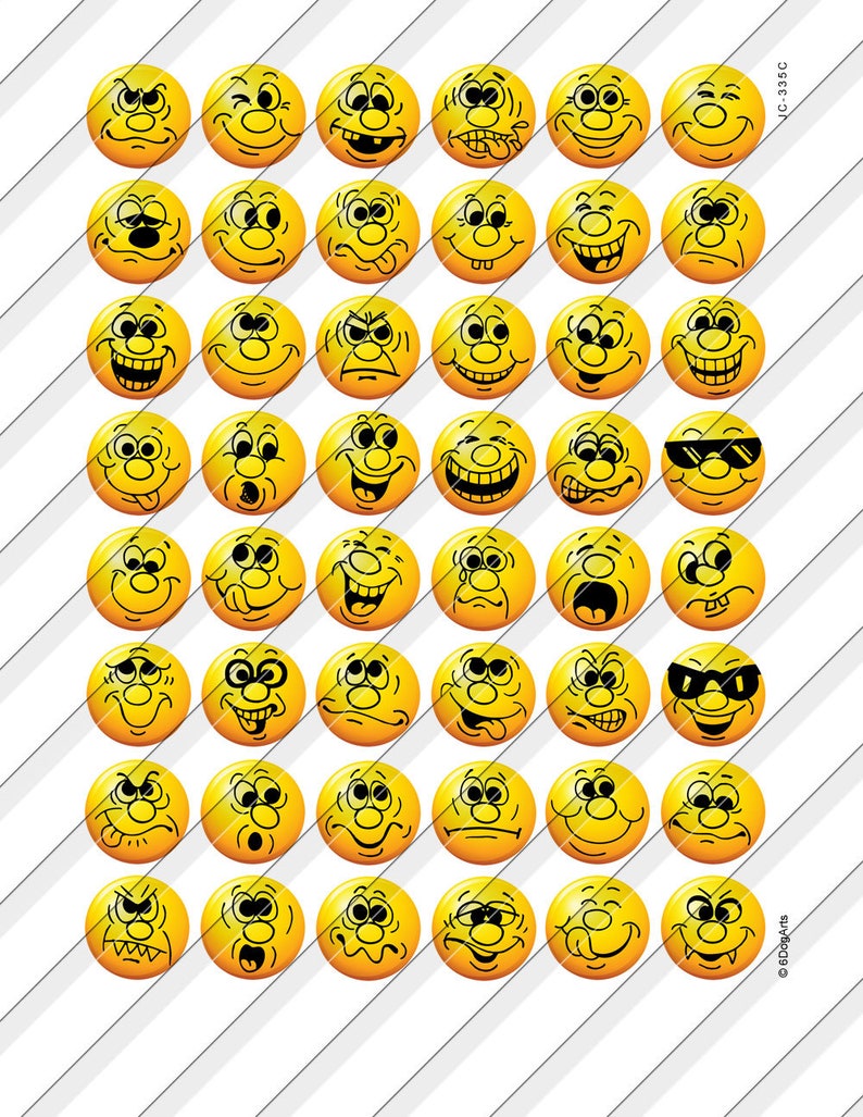 Smileys Emoji Digital Collage Sheets Printable Downloads for - Etsy