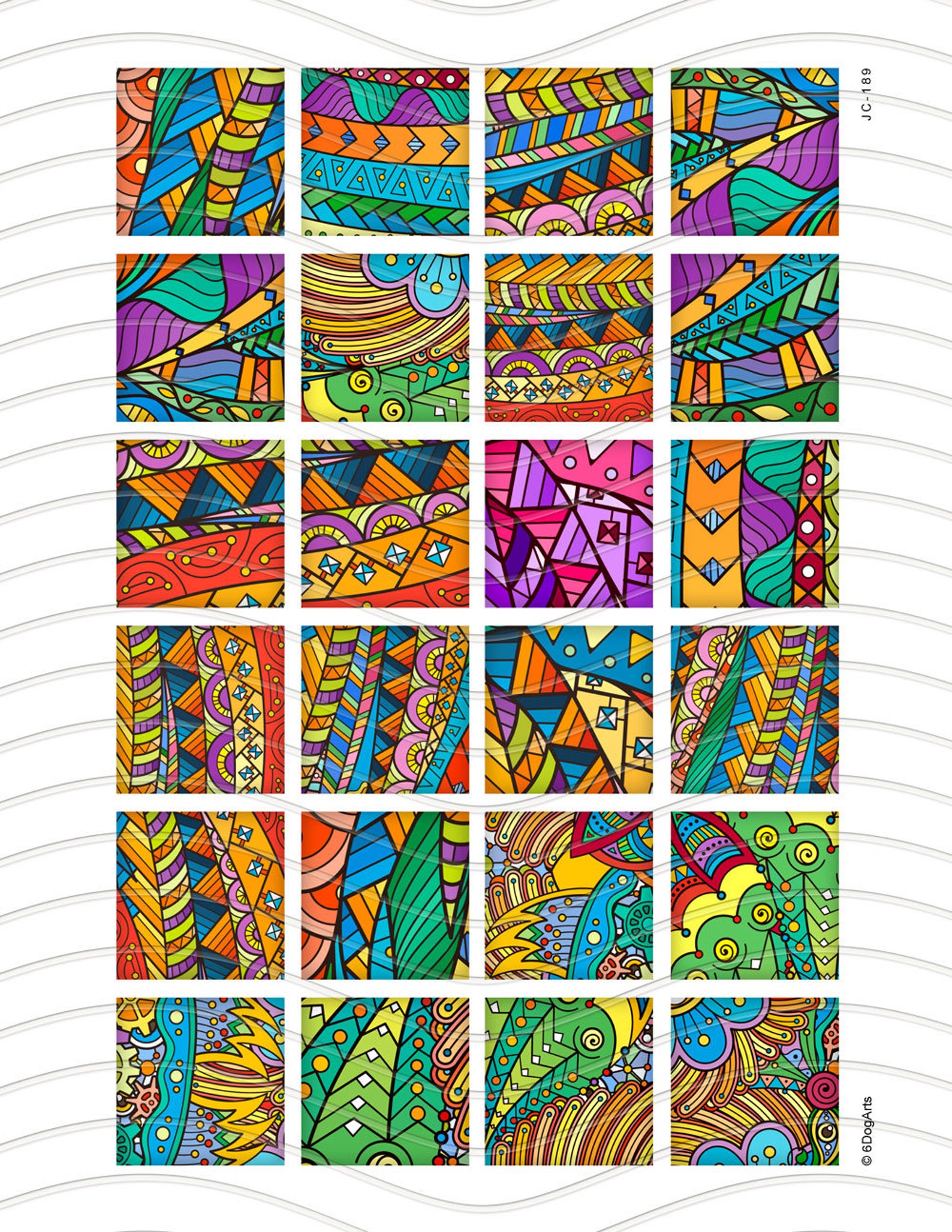 Abstract Tiles 1.5"x1.5" 1"x1" 30x30mm 25x25mm 15x15mm Squares Digital ...