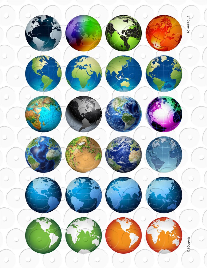 Globe Earth Map Digital Collage Sheets Printable Downloads for Bottle ...