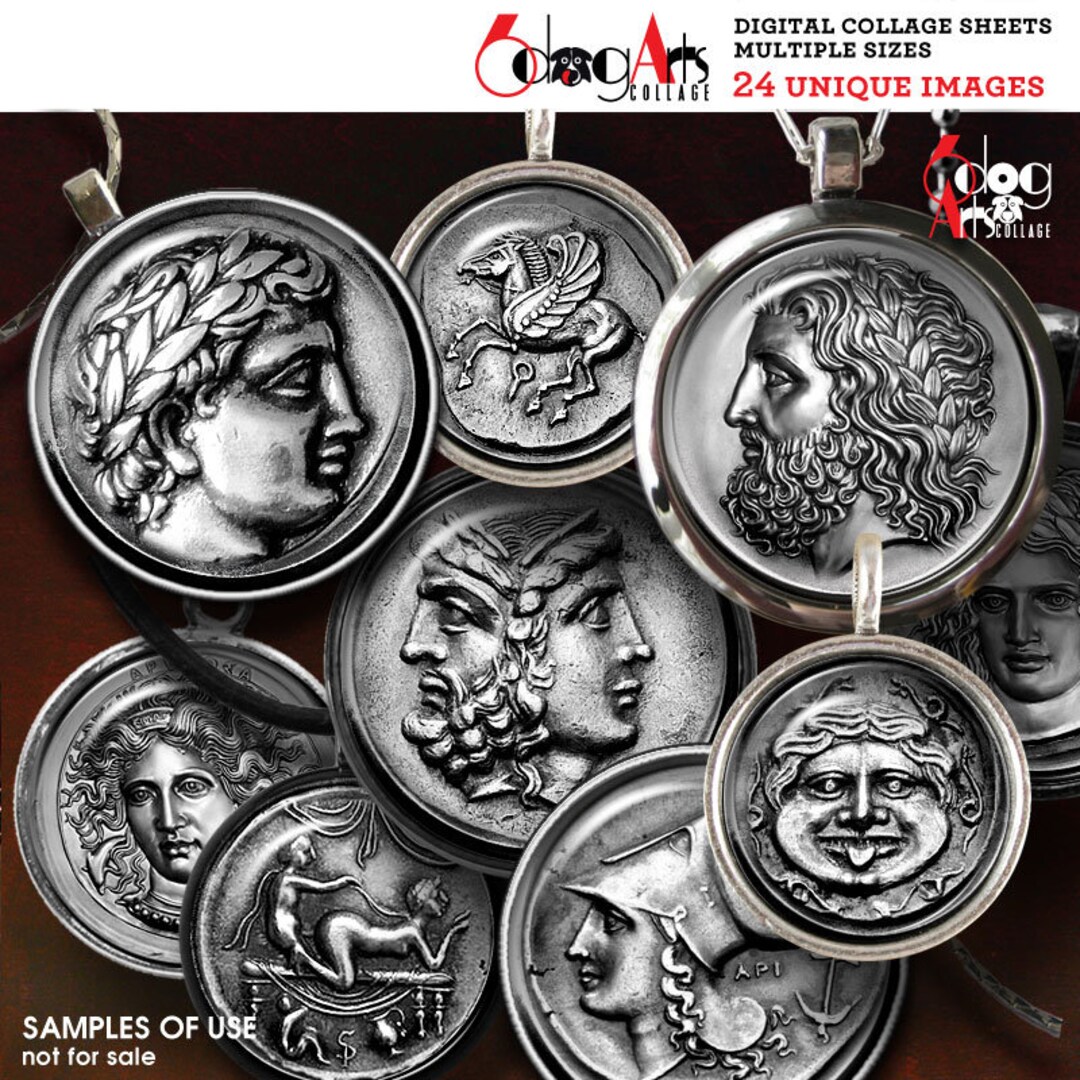 Ancient Coins Digital Collage Sheets Printable Downloads Mini Bottle ...