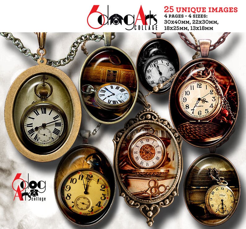 Vintage Pocket Watches Digital Collage Sheets Printable - Etsy