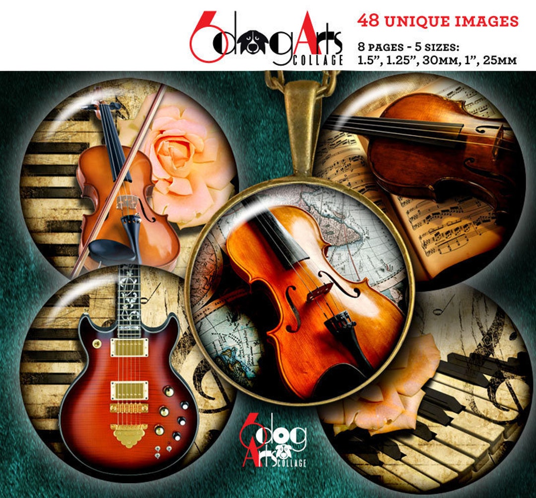 Musical Instruments Digital Collage Sheets Printable Downloads - Etsy