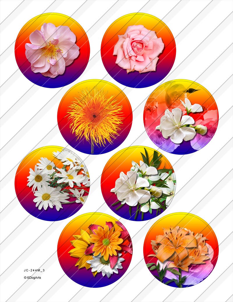 Flower Bouquet Digital Collage Sheets Printable Download 2.625