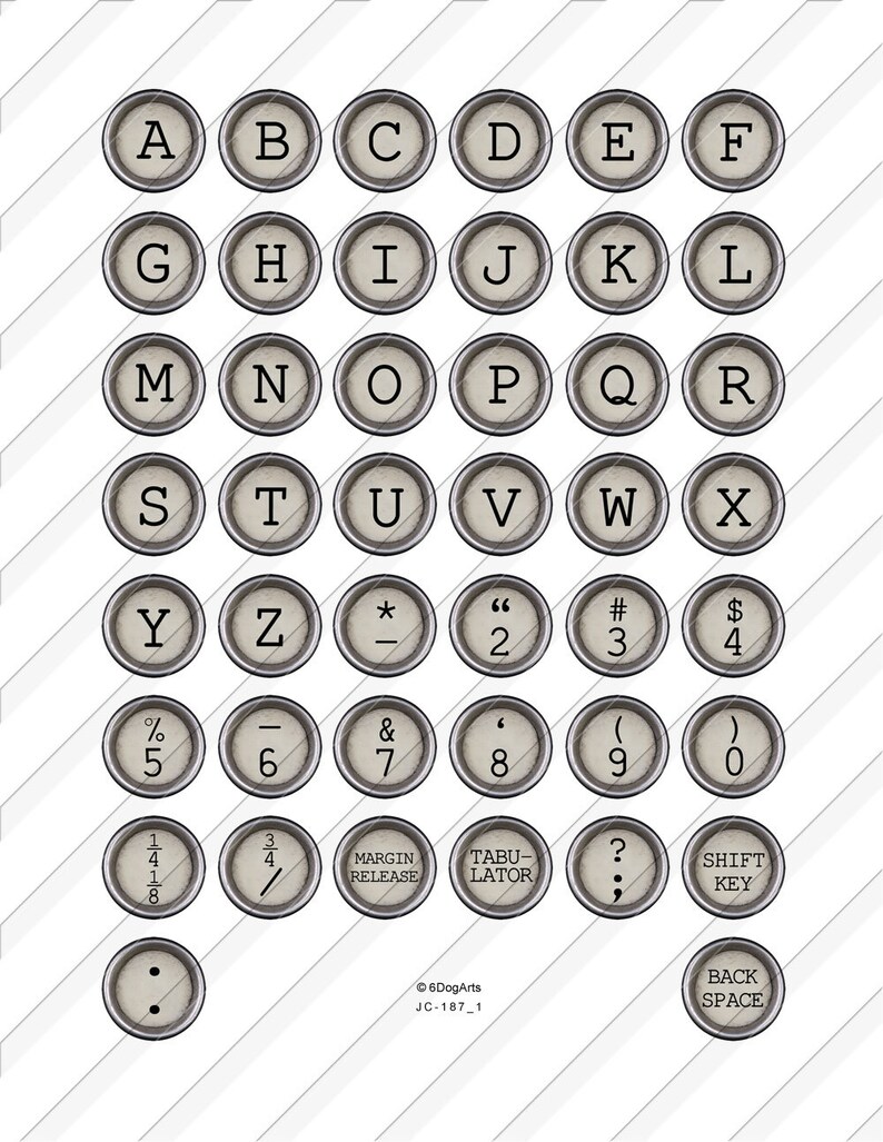 Old Typewriter Keys Digital Collage Sheets Printable Download - Etsy