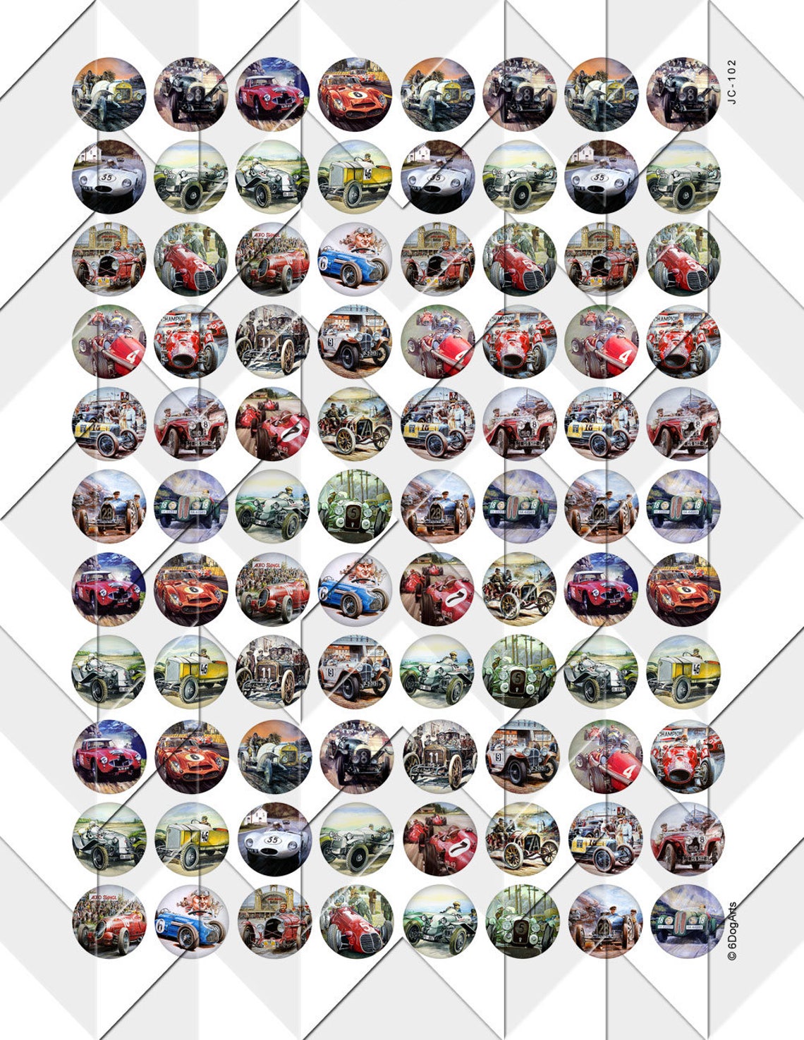 Retro Racing Car Digital Collage Sheets Printable Downloads - Etsy