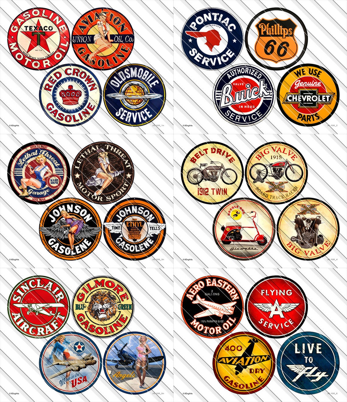 Vintage Signs 4" Circles Digital Collage Sheets Printable Download for ...