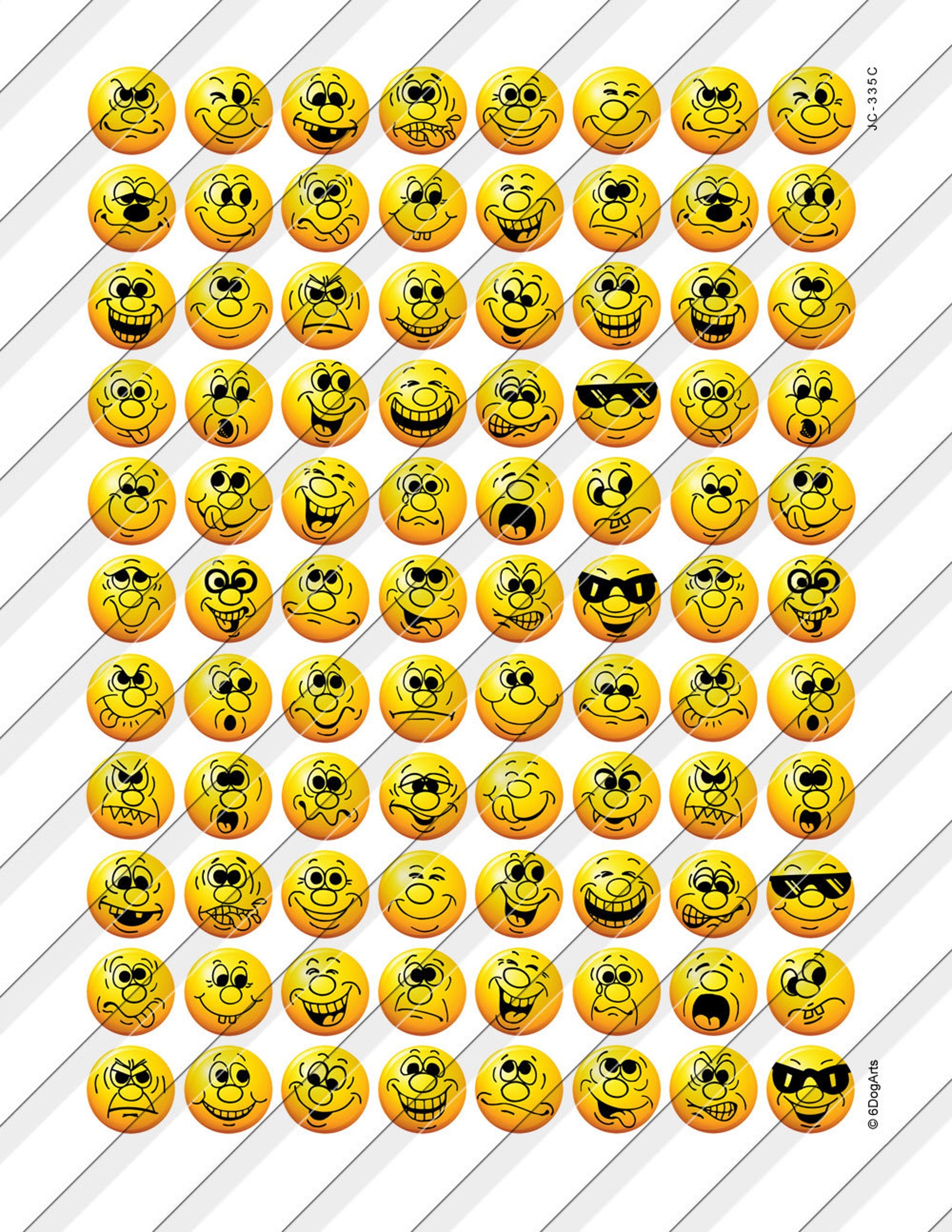 Smileys Emoji Digital Collage Sheets Printable Downloads for Jewelry ...