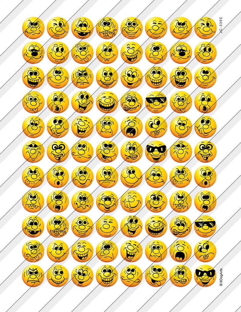 Smileys Emoji Digital Collage Sheets Printable Downloads for | Etsy