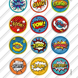 Comic Book Exclamations 2" Circles Digital Collage Sheets Printable ...
