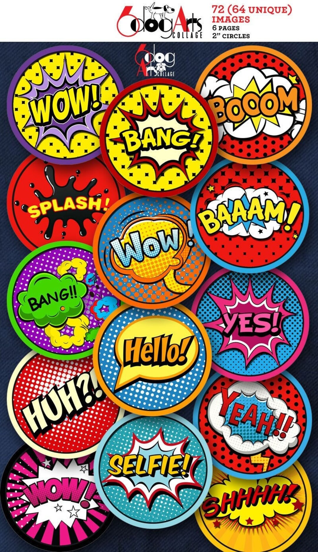 Comic Book Exclamations 2 Circles Digital Collage Sheets - Etsy