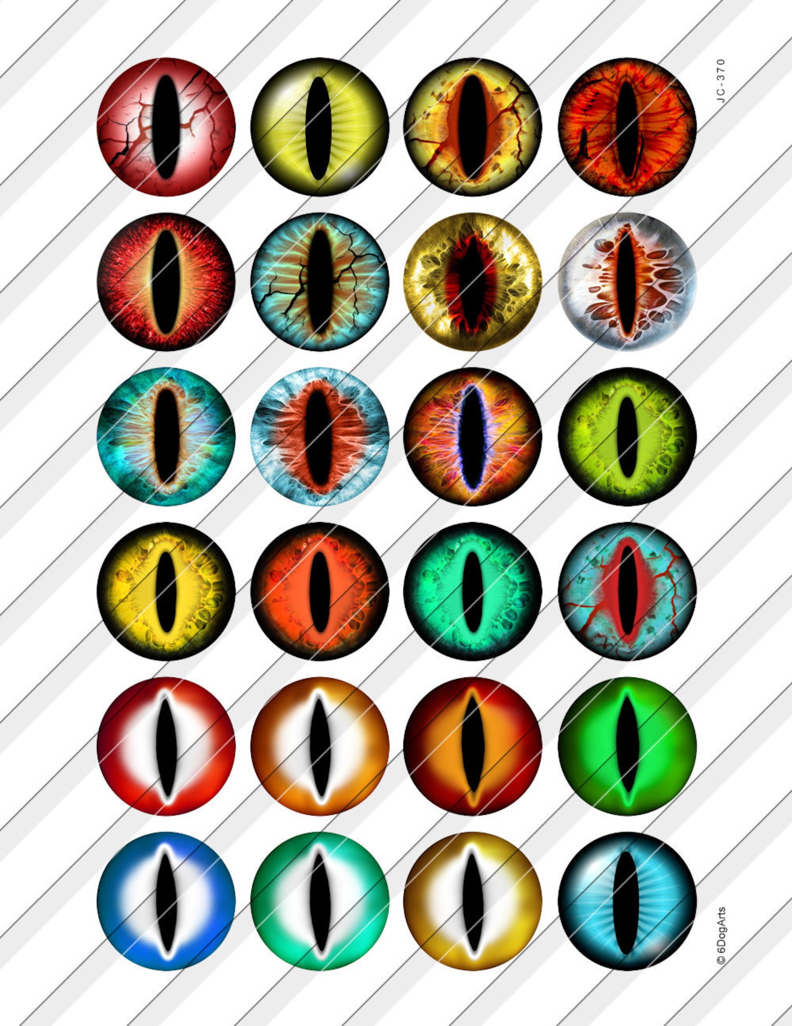 Creature Eyes Digital Collage Sheets Printable Irides: 40mm, 1.5, 1.25 ...