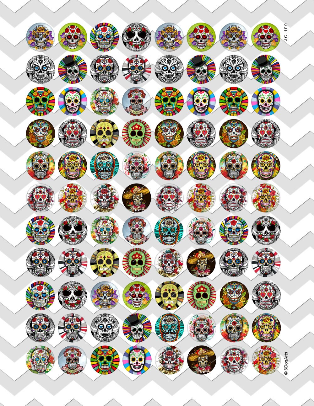 Sugar Skull Calavera Día De Los Muertos Day of the Dead Digital Collage ...
